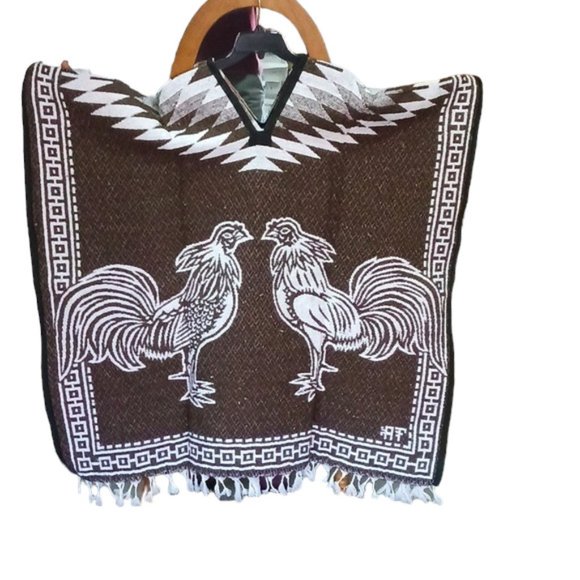 Ponchos & Serapes | Authentic Mexican Gaban Jorongo Pancho Roster Design Dark Coffee | Poshmark